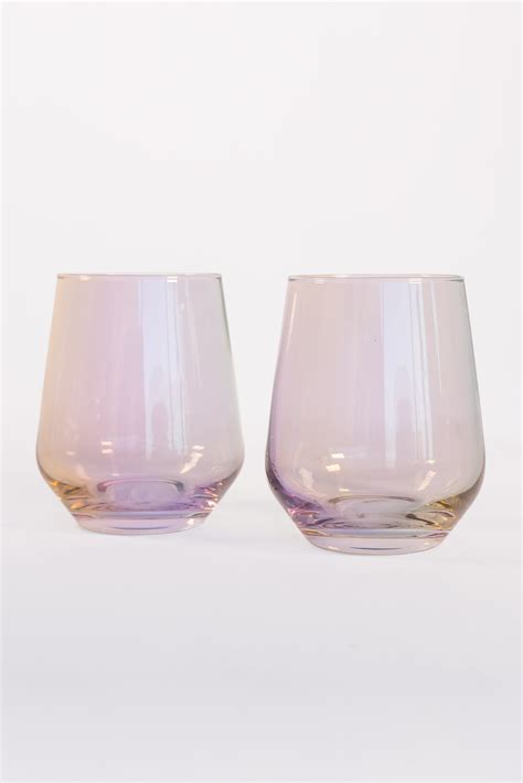 Estelle Colored Wine Stemless Set Of 2 Iridescent Estelle Colored