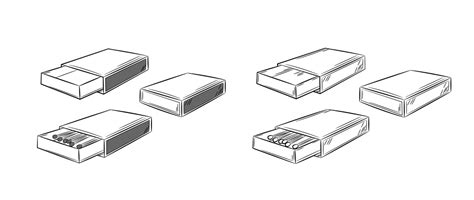 Premium Vector Set Of Matchboxes For Matches Black Line In Sketch