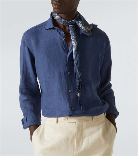 Nick Linen Shirt In Blue Fedeli Mytheresa