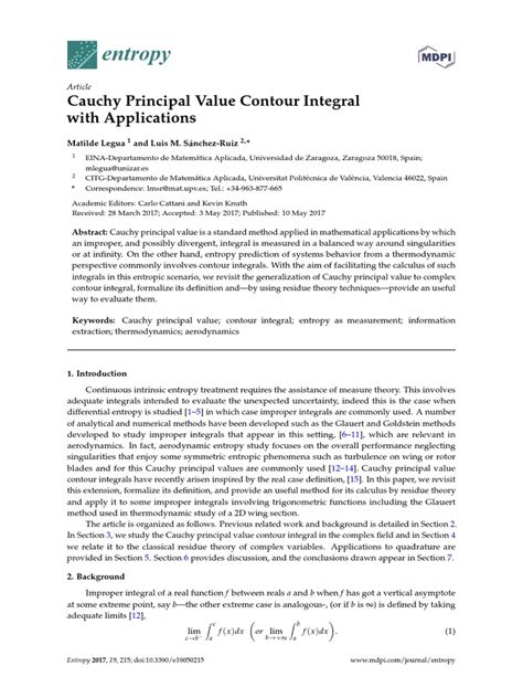 Cauchy Principal Value Contour Integral With Applications Pdf Integral Complex Analysis