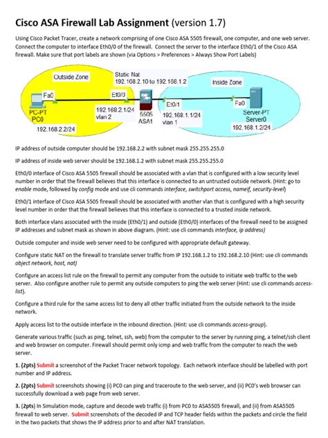 Cisco Asa Firewall Lab Assignment Pdf Ip Address Firewall Computing