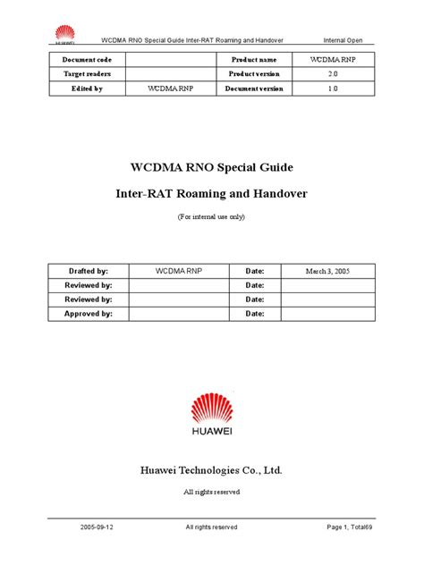 wcdma rno special guide inter rat roaming and handover 20050316 a 1 0