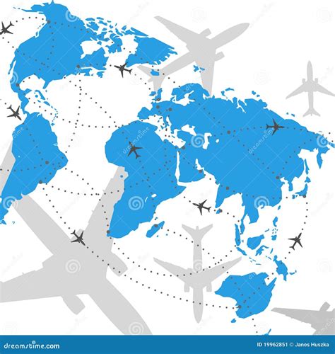 World Map Flight Travel Illustration Stock Vector Illustration Of