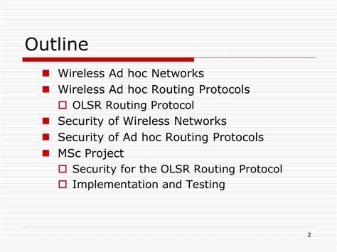 Ppt Security For The Optimized Link State Routing Protocol For