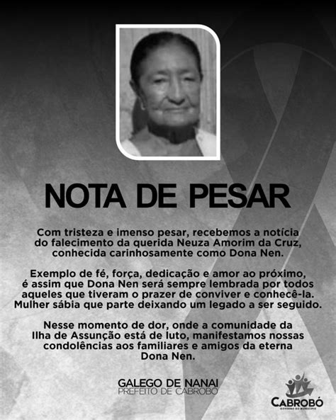Prefeito de Cabrobó emite Nota de Pesar pelo falecimento de Dona Nen