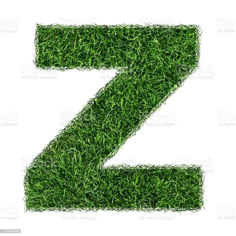잔디 알파벳의 편지입니다 잔디 문자 Z 흰색 배경에 격리 녹색 잔디 질감의 기호입니다 에코 심볼 컬렉션 3d 일러스트레이션 3차원 형태에 대한 스톡 사진 및 기타 이미지