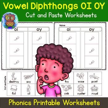 Vowel Diphthongs OI OY Cut And Paste Sorting Worksheets By Funny Owl