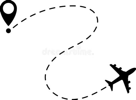 Airplane Flight Route With Start And End Point And Dash Line Trace Air Plane Line Path Vector