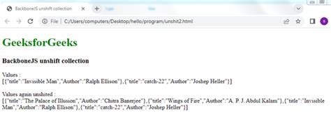 Backbone Js Unshift Collection GeeksforGeeks