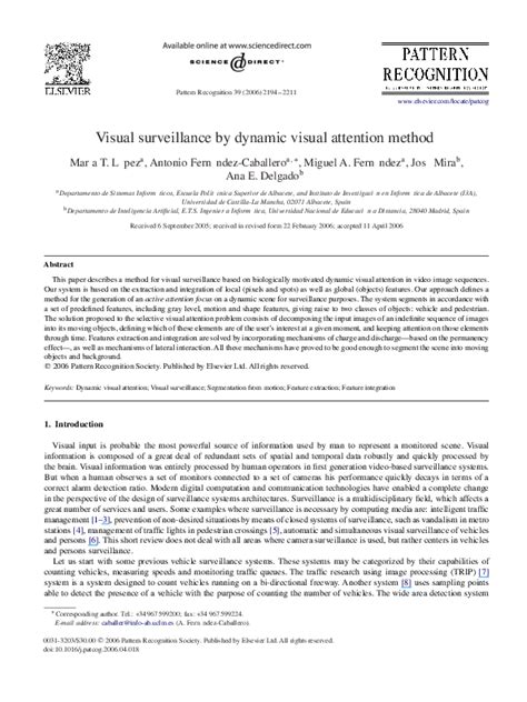 Pdf Visual Surveillance By Dynamic Visual Attention Method