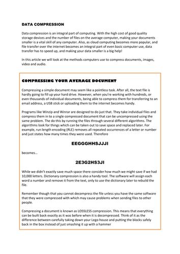 Data Compression Teaching Resources