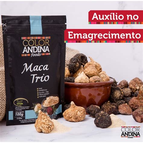 Maca Peruana Trio Maca Amarela Vermelha e Preta Pó 100g Color Andina