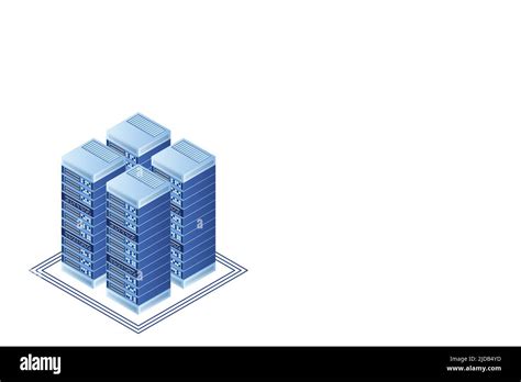 Server Room Isometric Vector Futuristic Technology Of Data Protection And Processing