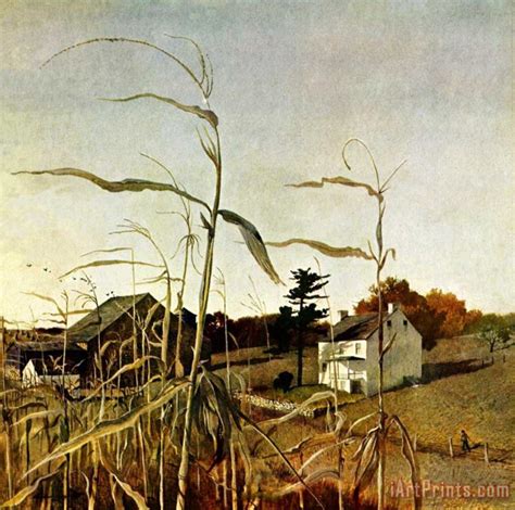 Andrew Wyeth Autumn Cornfield October 1 1950 Art Print For Sale