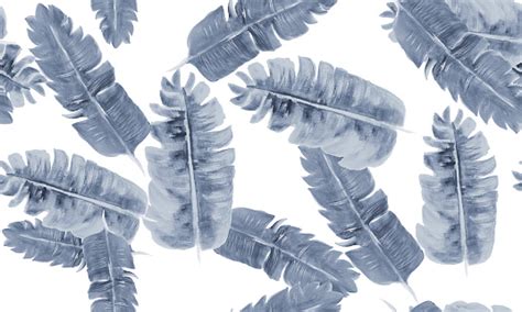 Azure 원활한 단풍 코발트 패턴 디자인 화이트 열대 식물 인디고 가든 빈티지 블루 장식 식물 해군 수채화 잎 바나나 잎 꽃 식물에 대한 스톡 벡터 아트 및 기타 이미지