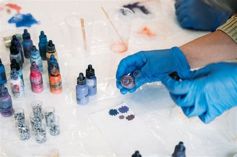 Epoxy Resin Crafting Process In Action Stock Image Image Of Work Hobby 309743337