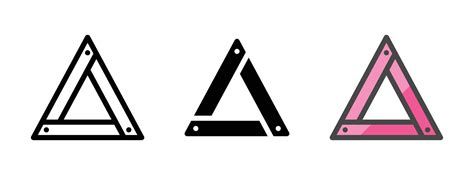 Multipurpose Warning Triangle Vector Icon In Outline Glyph Filled