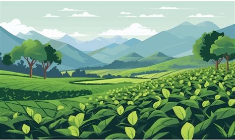 Premium Vector Tea Plantation Vector Flat Minimalistic Isolated