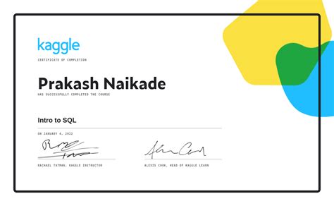 Prakash Naikade Completed The Intro To Sql Course On Kaggle
