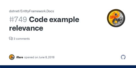 Code Example Relevance Issue 749 Dotnet EntityFramework Docs GitHub