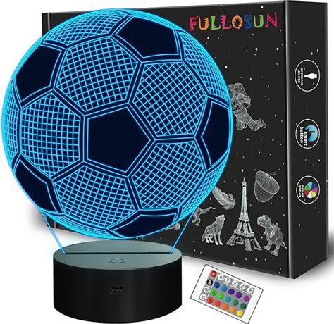 FULLOSUN Kinder Nachtlicht Fußball D Optische Täuschung Lampe mit Fernbedienung Farben