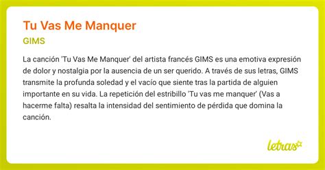 Significado De La Canción Tu Vas Me Manquer Gims Letrascom
