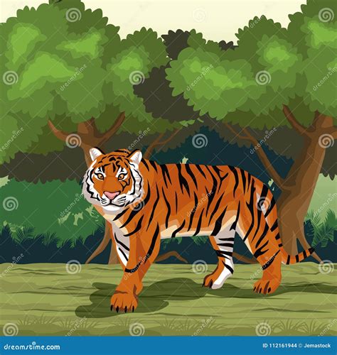 Tiger In The Jungle Stock Vector Illustration Of Predator 112161944