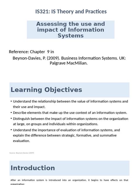 Is321 Lecture 7 Assessing The Use And Impact Of Information Systems
