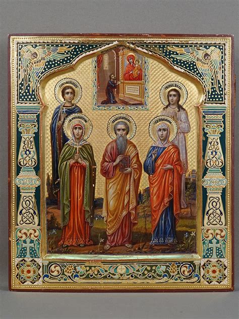 Икона в стиле модерн «Избранные Святые предстоящие иконе Пресвятой Богородицы «Нечаянная