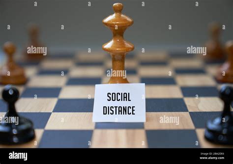 Concept Chess Pieces Express Social Distancing With White Board And