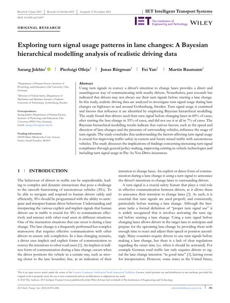 PDF Exploring Turn Signal Usage Patterns In Lane Changes A Bayesian
