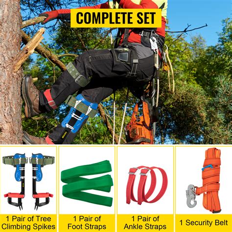 VEVOR Tree Climbing Spikes In Alloy Metal Adjustable Pole Climbing Spurs W Security Belt