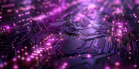Abstract Circuitry With Glowing Pink Lines Stock Illustration