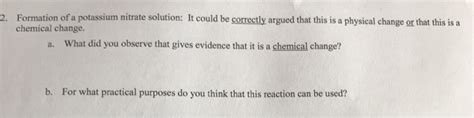 Solved 2 Formation Of A Potassium Nitrate Solution It