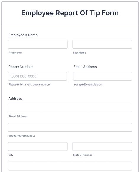 Employee Report Of Tip Form Template Jotform