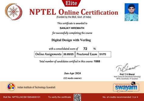 Sanjay Hiremath On Linkedin Nptel Iitg Digitaldesign Verilog