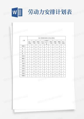 劳动力安排计划表Word模板下载 熊猫办公
