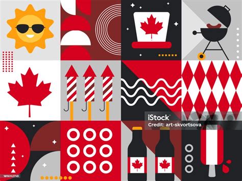 단풍잎이 있는 캐나다의 날 배경 7 월 1 일 국경일 디자인 캐나다의 날 축하 상징 Canada Day에 대한 스톡 벡터 아트