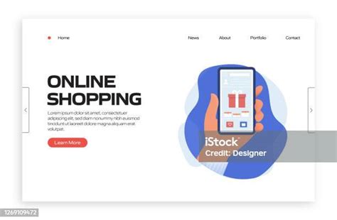 방문 페이지 템플릿 웹 사이트 배너 광고 및 마케팅 자료 온라인 광고 비즈니스 프레젠테이션 등에 대한 온라인 쇼핑 개념 벡터 일러스트레이션 Po에 대한 스톡 벡터 아트 및