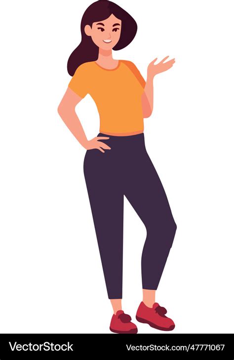 Young Adult Woman Standing Smiling Royalty Free Vector Image