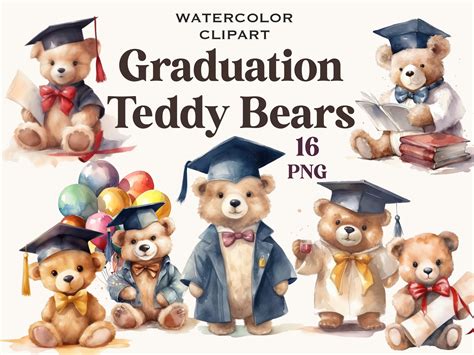 Cute Teddy Bear Graduation Clipart Graphic By Fantasydreamworld