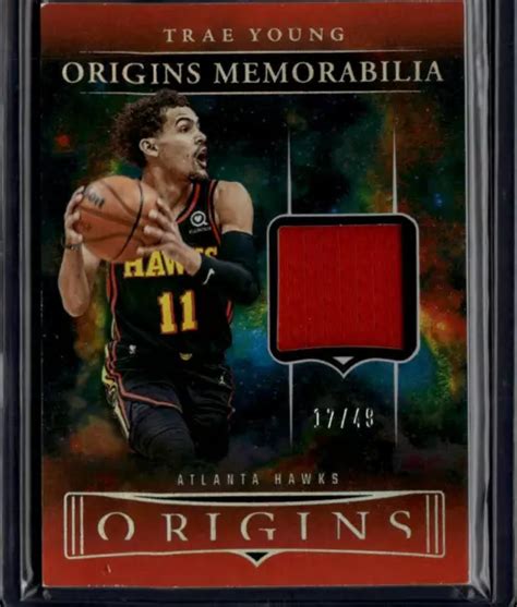 2023 24 Panini Origins Om Tra Trae Young Origins Memorabilia Rosso