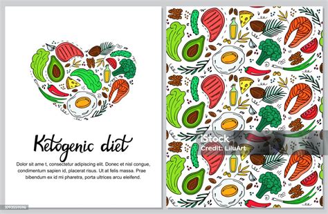 Ketogenic 규정식 수직 배너 손에 낙서 스타일을 그려 낮은 수화물 다이어트 Paleo 영양입니다 Keto 식사 단백질