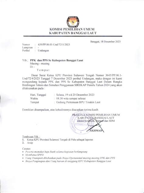 Undangan Bimtek Sirekap Pdf