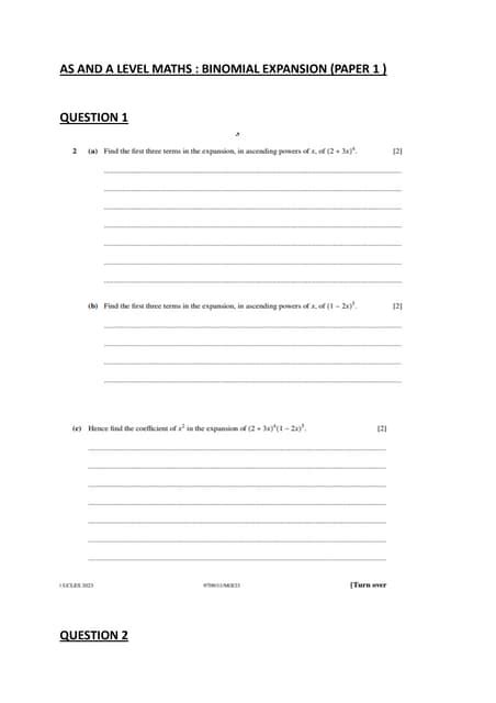 As And A Level Maths Binomial Expansion 1pdf