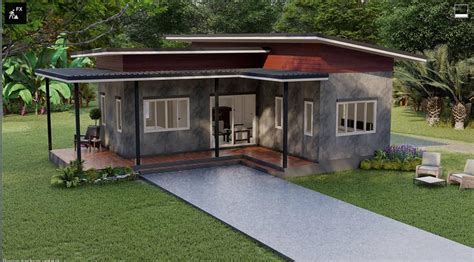 แบบบ้านตัวแอลโมเดิร์น 3 ห้องนอน 2 ห้องน้ำ งบก่อสร้าง 595 000 บาท Thai