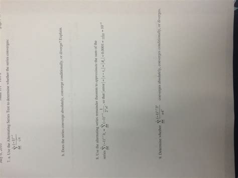 Solved Use The Alternating Series Test To Determine Whether