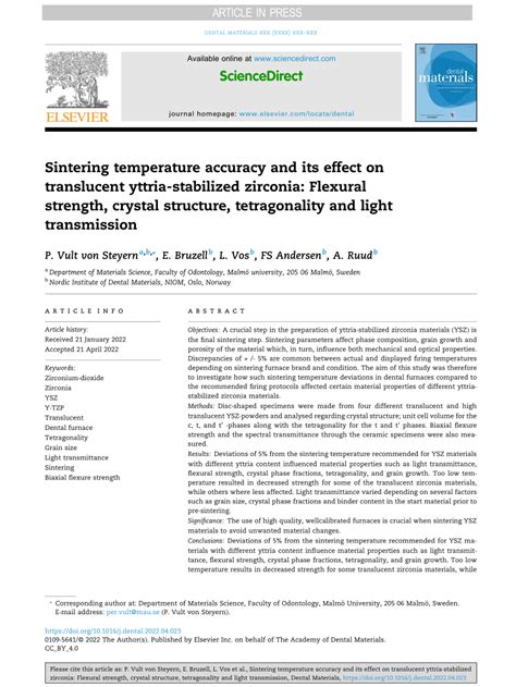 Pdf Sintering Temperature Accuracy And Its Effect On Translucent