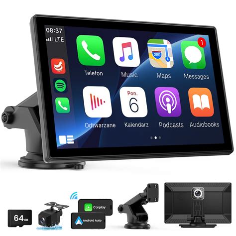 Wireless CarPlay Screen 9 Portable Car Stereo With 4K Dash Cam