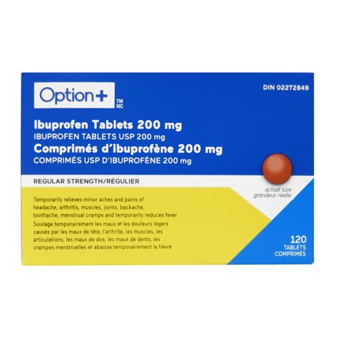 Option Ibuprofen 200 Mg Regular Strength 120 Tablets White Cross E